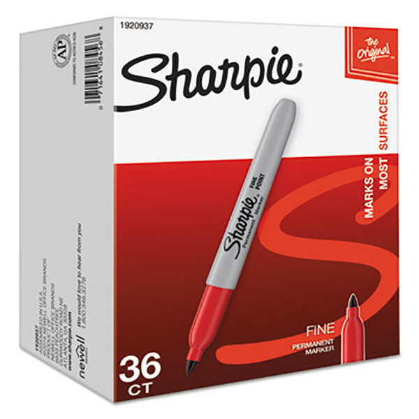 Sharpie 1920937 Red Fine Point Permanent Marker - 36/Box