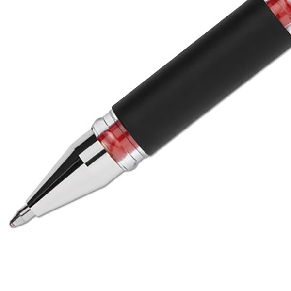 Uni-Ball 65802 207 Impact Red Ink with Silver / Black Barrel 1mm Roller ...