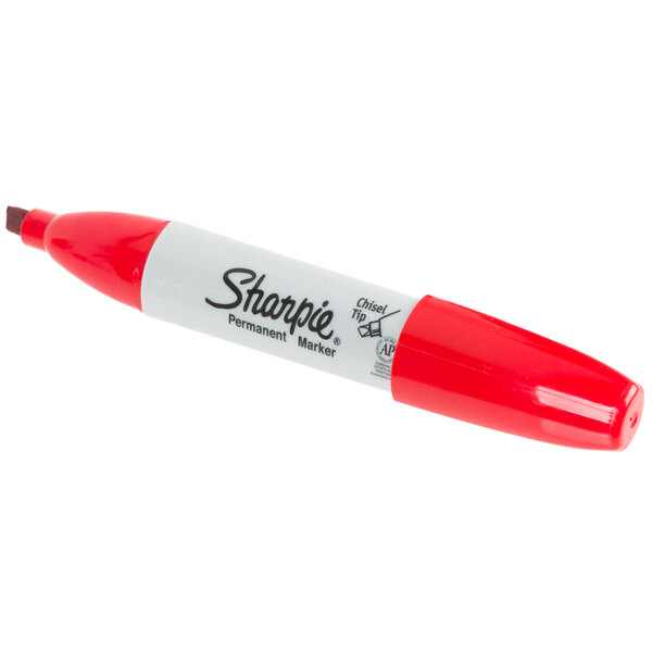 Sharpie 38202 Red Chisel Tip Permanent Marker - 12/Pack