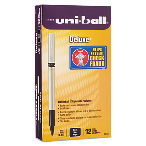 Uni-Ball 60052 Deluxe Black Ink with Champagne Barrel 0.7mm Roller Ball ...