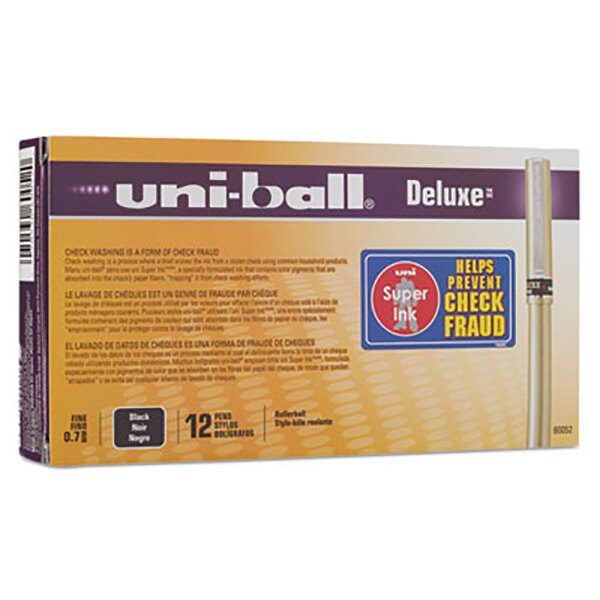 Uni-Ball 60052 Deluxe Black Ink with Champagne Barrel 0.7mm Roller Ball ...