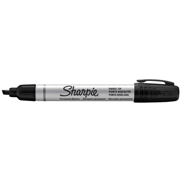 Sharpie 1794224 Pro Black Chisel Tip Permanent Marker - 12/Pack