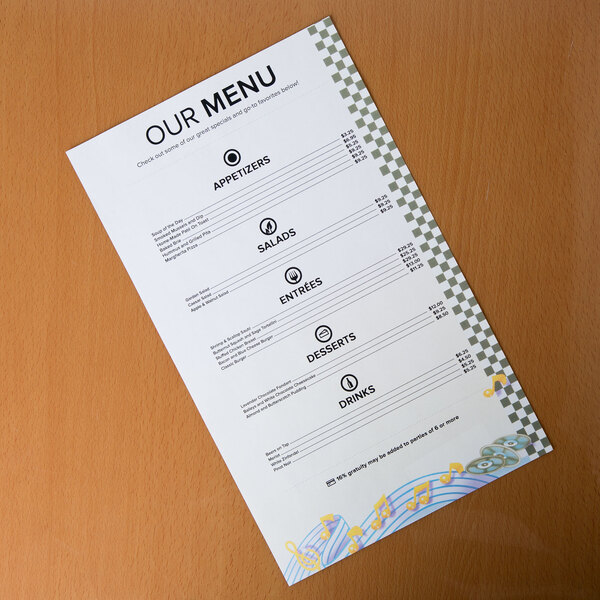 Choice 8 1/2" x 14" Menu Paper - Retro Themed Jukebox Design Right ...