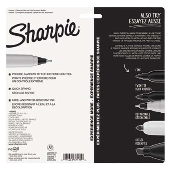 Sharpie 37175PP Assorted 12-Color Ultra-Fine Point Permanent Marker Set