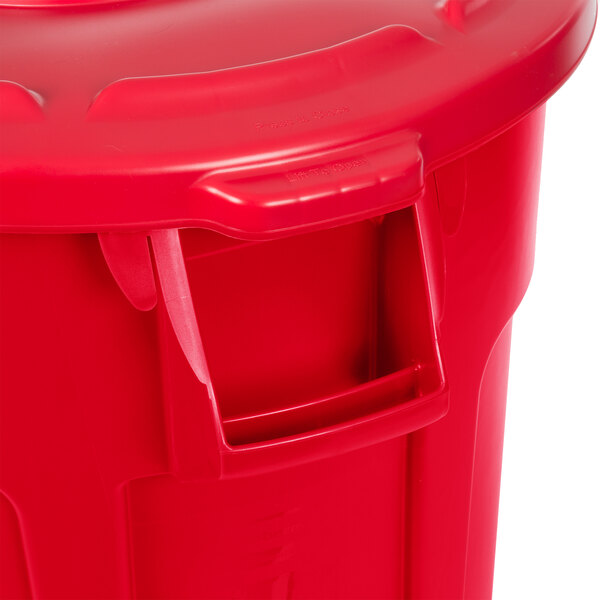 Rubbermaid BRUTE 55 Gallon Red Round Trash Can and Lid