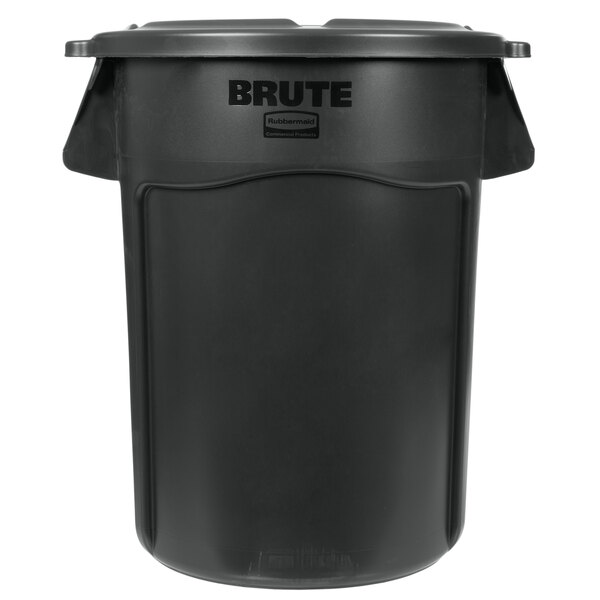 Rubbermaid BRUTE 44 Gallon Black Executive Round Trash Can and Lid