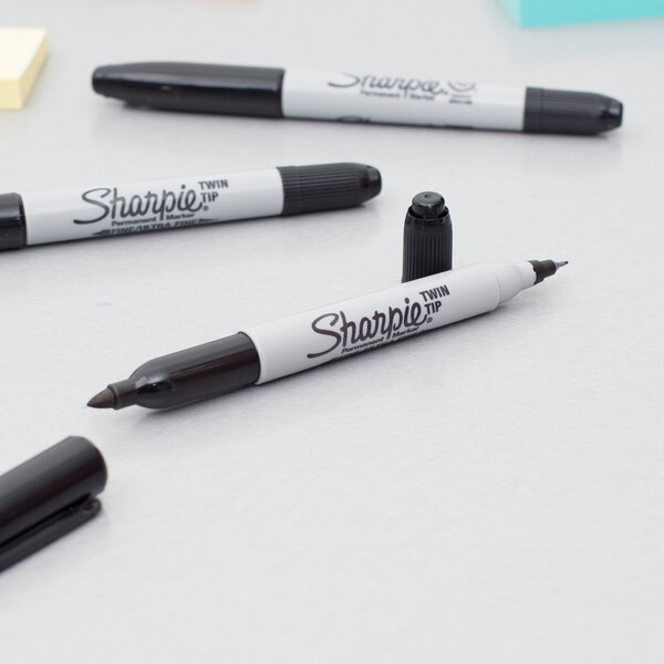 Sharpie 32001 Twin-Tip Black Fine and Ultra-Fine Point Permanent Marker ...