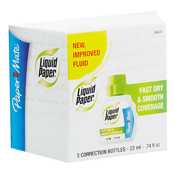 Paper Mate 5643115 Liquid Paper Fast Dry Correction Fluid 22mL Bottle ...