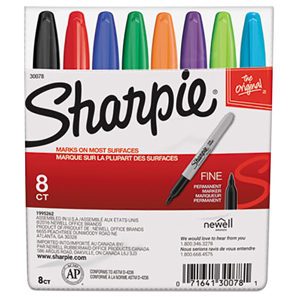 Sharpie 30078 Assorted 8-Color Fine Point Permanent Marker Set