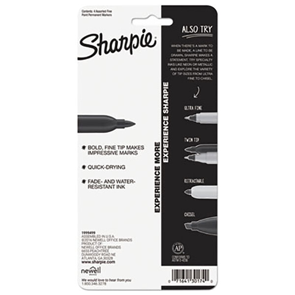 Sharpie 30174PP Assorted 4-Color Fine Point Permanent Marker Set