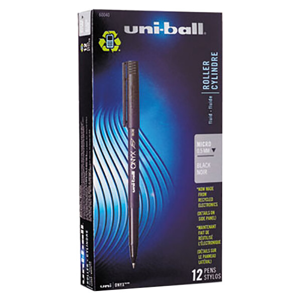 Uni-Ball 60040 Onyx Black Ink with Black Matte Barrel 0.5mm Roller Ball ...