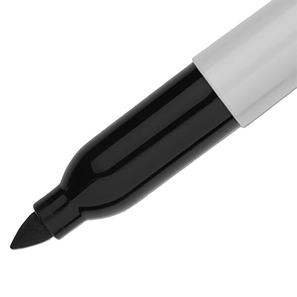 Sharpie 33001 Super Black Fine Point Permanent Marker - 12/Pack