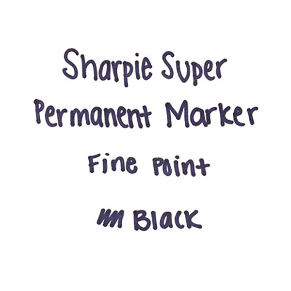 Sharpie 33001 Super Black Fine Point Permanent Marker - 12/Pack