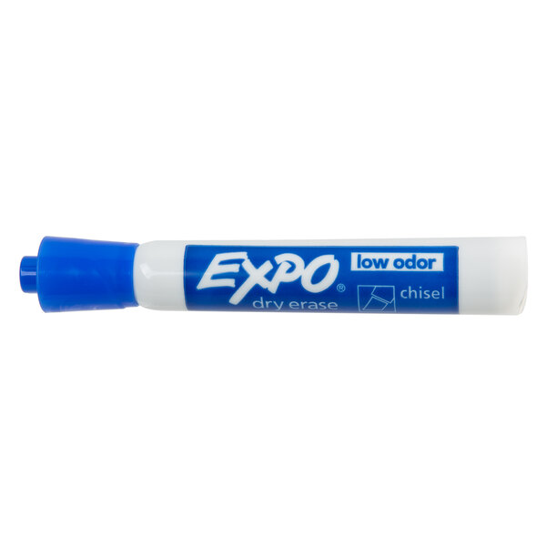 Expo 80003 Blue Low-Odor Chisel Tip Dry Erase Marker - 12/Pack