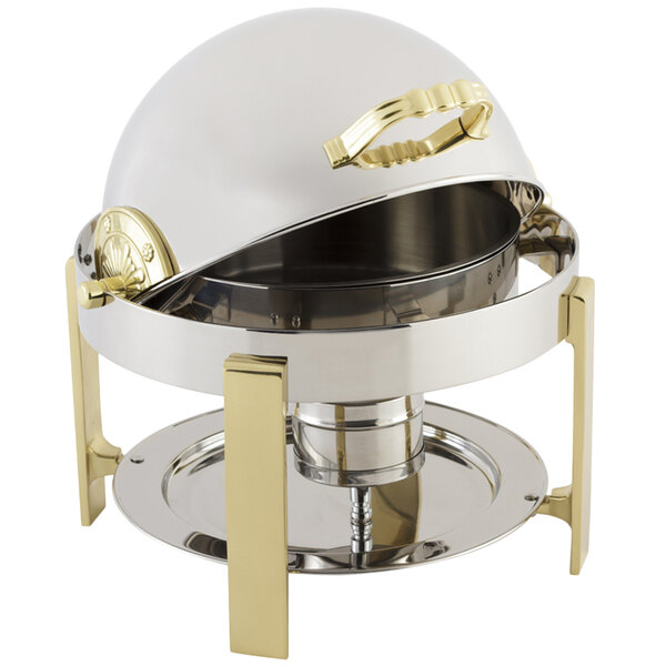 Bon Chef 20014 Petite 3 Qt. Dripless Round Stainless Steel with Brass ...