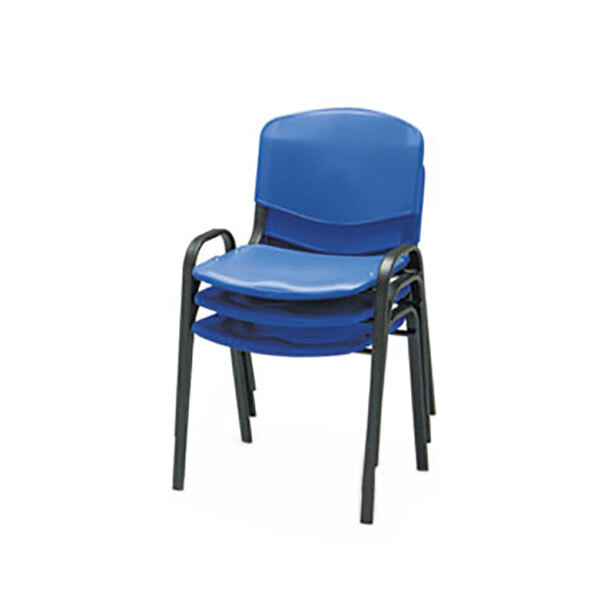 Safco 4185BU Blue Plastic Contour Stacking Chair with Steel Frame - 4/Case
