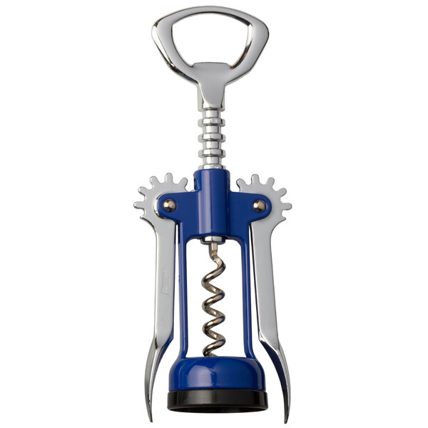 Franmara Chrome-Plated Wing Corkscrew with Blue Enameled Body 2043-05