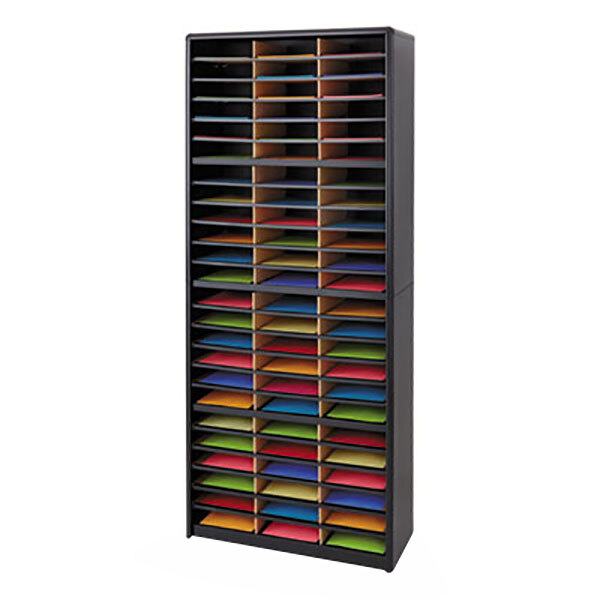 Safco 7131BL Black 72-Section Steel / Fiberboard File Organizer - 32 1/ ...