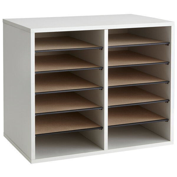 Safco 9420GR 19 1/2" x 12" x 16" Gray 12 Compartment File Organizer