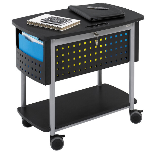 Safco 5370BL Scoot 29 3/4" x 18 3/4" x 27" Black / Silver File Cart