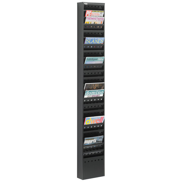 Safco 4322BL Black 23 Compartment Steel Magazine Display Rack