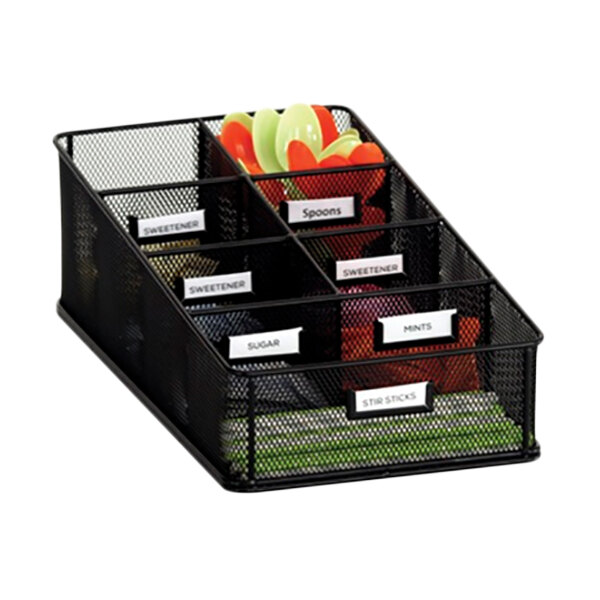 Safco 3291BL Onyx 16" x 8 1/2" x 5 1/4" Black 7 Section Mesh Breakroom ...