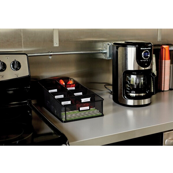 Safco 3291BL Onyx 16" x 8 1/2" x 5 1/4" Black 7 Section Mesh Breakroom ...