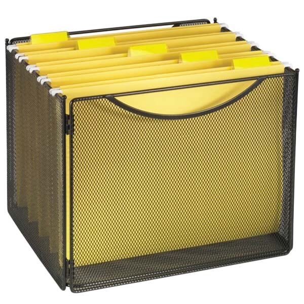 Safco 2170BL 12 1/2" x 11" x 10" Black Mesh Steel Mesh File Storage Box