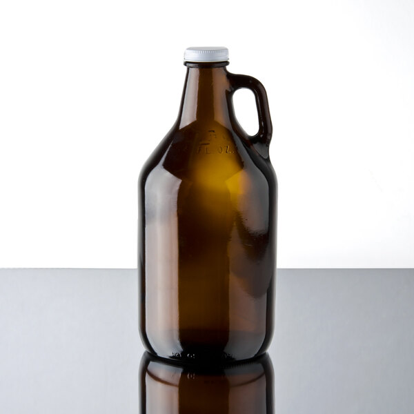 Amber Glass Beer Growler, 64oz in Bulk at WebstaurantStore