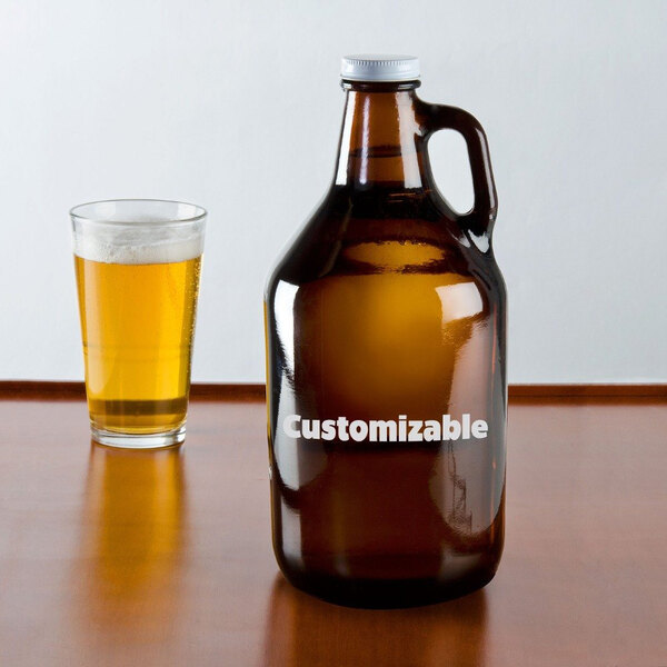 Amber Glass Beer Growler, 64oz in Bulk at WebstaurantStore