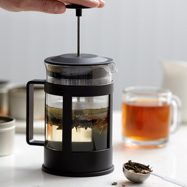 Acopa 27 oz. Glass / Black French Coffee Press