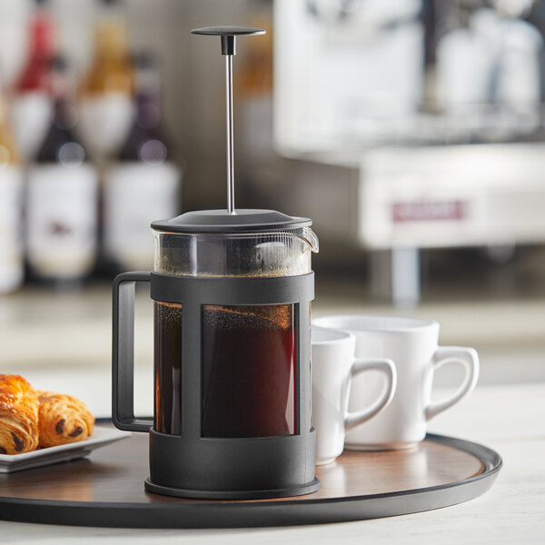 Acopa 27 oz. Glass / Black French Coffee Press