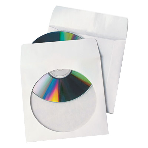 Quality Park 77203 Tech-No-Tear 5 3/4" x 5 3/4" CD/DVD Sleeve, White ...