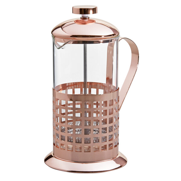 20 oz. Glass & Copper French Press ☕ | WebstaurantStore