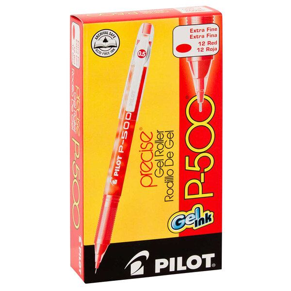 Pilot 38602 P-500 Red Ink with Red Barrel 0.5mm Roller Ball Stick Gel ...