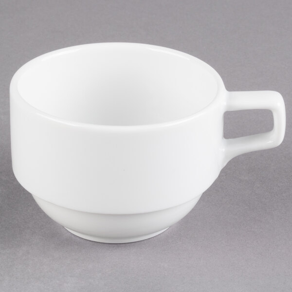 Libbey 1502-30220 Empire 8.25 oz. Alpine White Porcelain Stacking Cup ...