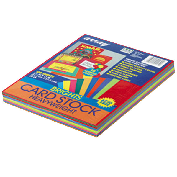 Pacon 101169 Array 8 1/2" x 11" Assorted Colorful Pack of 65 lb. Card ...