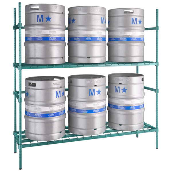 Regency 6 Keg Green Epoxy Keg Rack - 18" x 60" x 64"