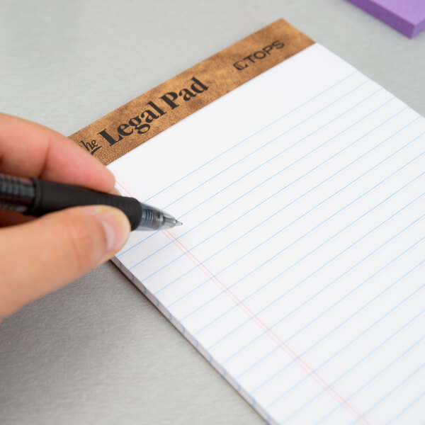 TOPS 7500 5" x 8" Narrow Ruled White Perforated Legal Pad - 12/Pack