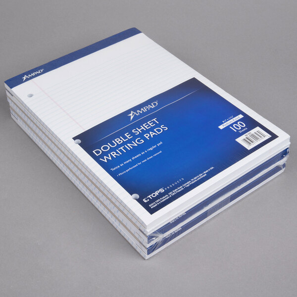 Ampad 20-323 8 1/2" x 11 3/4" College Ruled White 3-Hole Punched ...