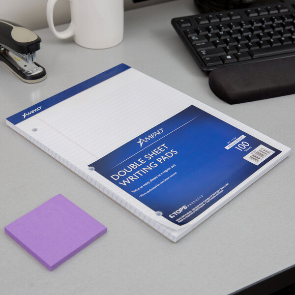 Ampad 20-323 8 1/2" x 11 3/4" College Ruled White 3-Hole Punched ...