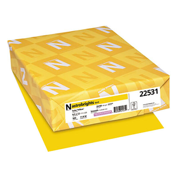 Astrobrights 22531 8 1/2" x 11" Solar Yellow Ream of 24 lb. Color Paper ...