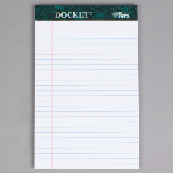TOPS 63360 Docket 5" x 8" Narrow Ruled White Perforated Writing Tablet ...