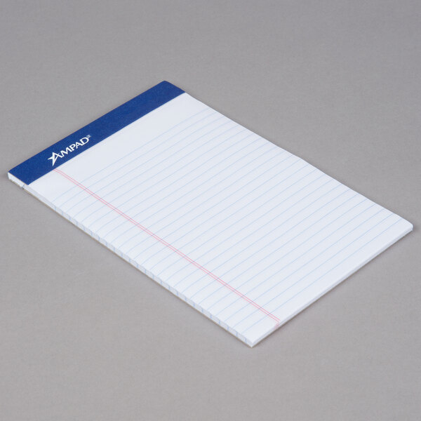 Ampad 20-304 5" x 8" College Ruled White Perforated Writing Pad - 12/Pack
