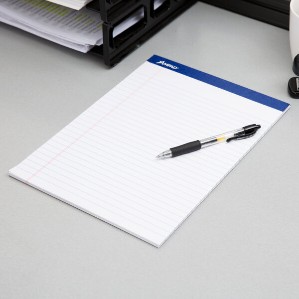 Ampad 20-320 8 1/2" x 11 3/4" Wide Ruled White Perforated Writing Pad ...