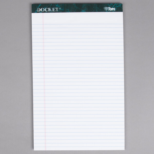 TOPS 63590 Docket 8 1/2" x 14" Wide Ruled White Perforated Writing ...