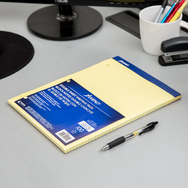 Ampad 20-245 8 1/2" x 11 3/4" Law Ruled Canary 3-Hole Punched Writing ...