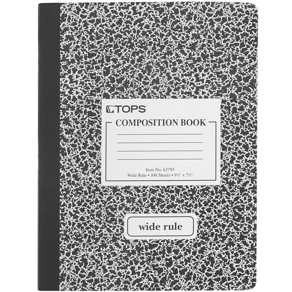 TOPS 63795 7 1/2" x 9 3/4" Wide Ruled Composition Book with Black Cover ...