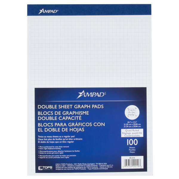 Ampad 20-210 8 1/2" x 11 3/4" Quadrille Ruled White Perforated Writing ...