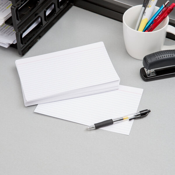 Oxford OXF 51EE 5" x 8" White Ruled Index Card - 100/Pack